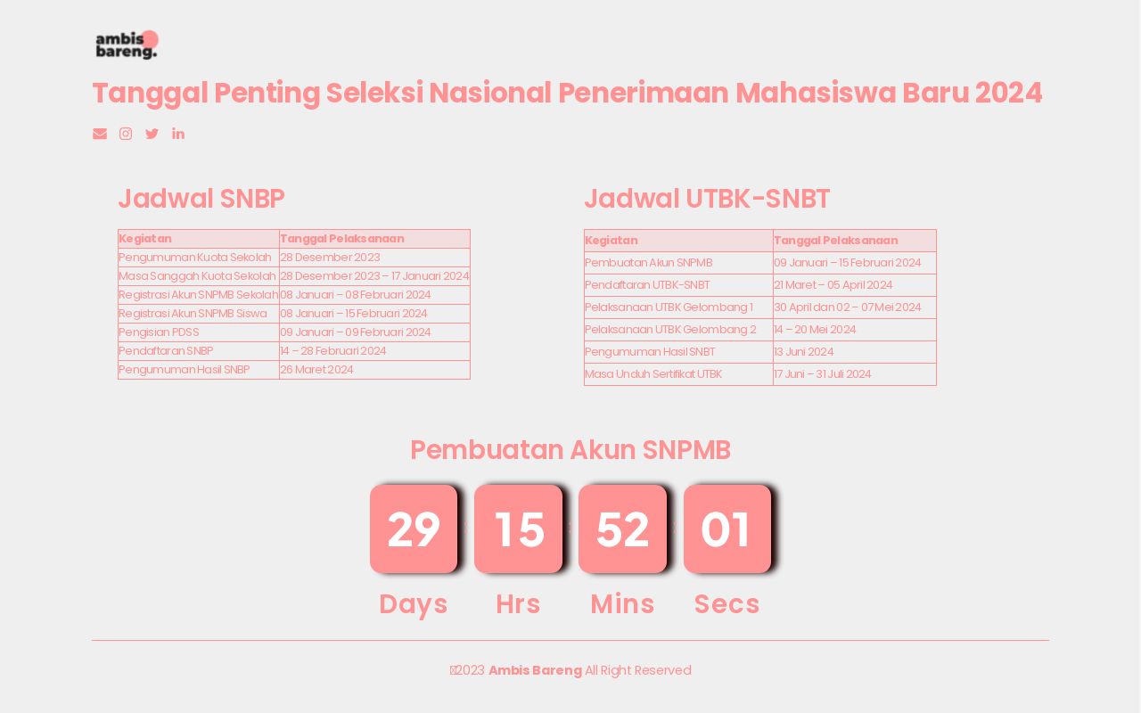 Tanggal Penting SNPMB 2024